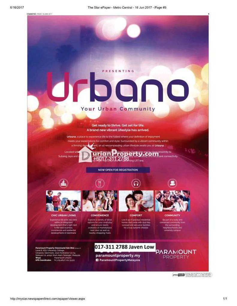 Condo For Sale at Paramount Utropolis